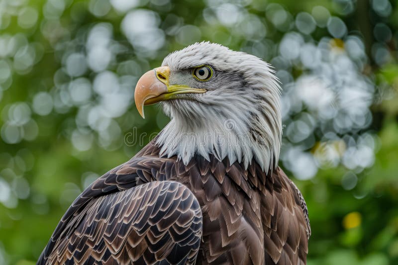 Large Eagle is Standing on a Green Field. Stock Photo - Image of ...