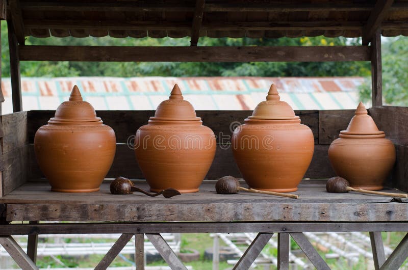 Old Big Earthenware Water Jars with Dragon Pattern Stock Photo - Image ...
