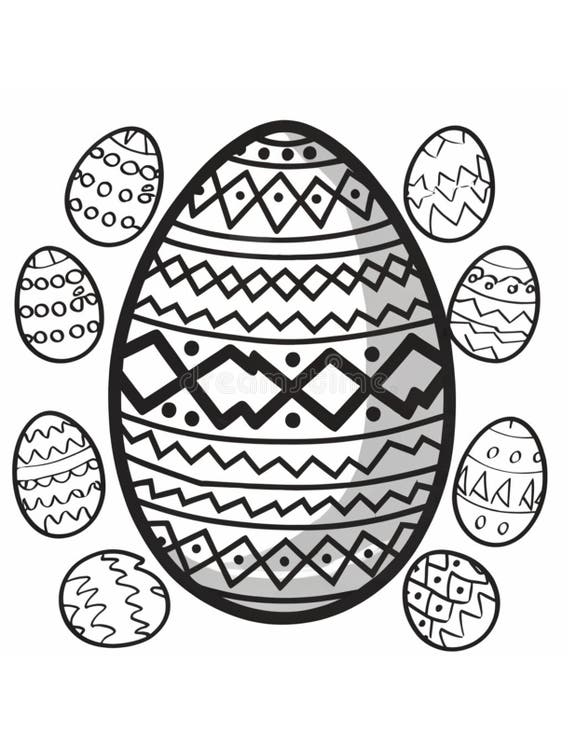 Big Easter Egg Coloring Page for Children for Easter Stock Illustration ...