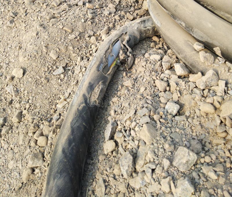 Large Electrical Cables that Had Been Ripped Off by the Excavator Stock ...
