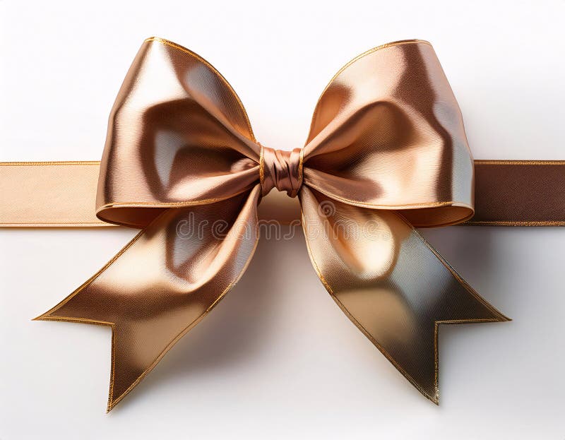 A Large, Elegant Gold Bow with a Subtle Shimmer, Isolated on a White ...