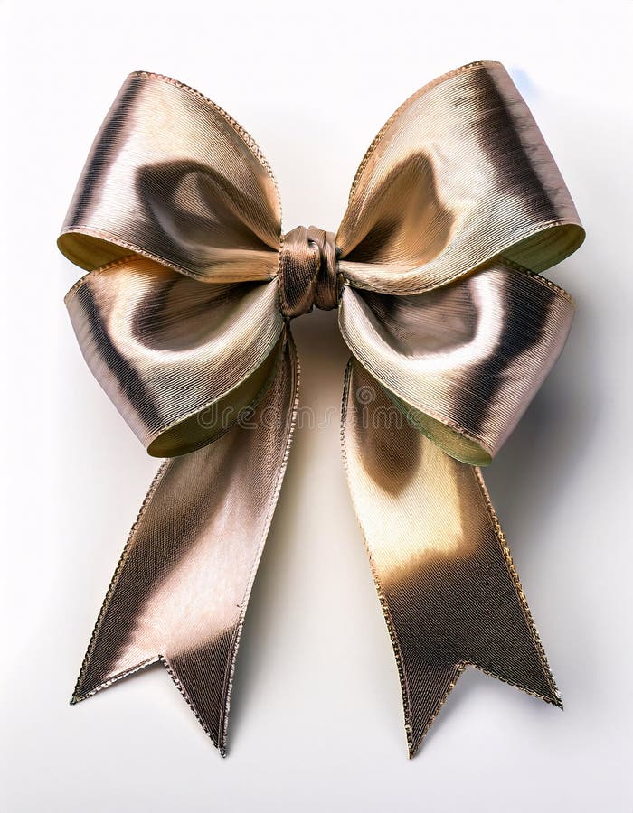 A Large, Elegant Gold Bow with a Subtle Shimmer, Isolated on a White ...