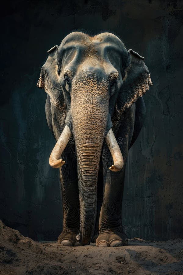 A Large Elephant Standing in the Dirt Stock Photo - Image of powerful ...
