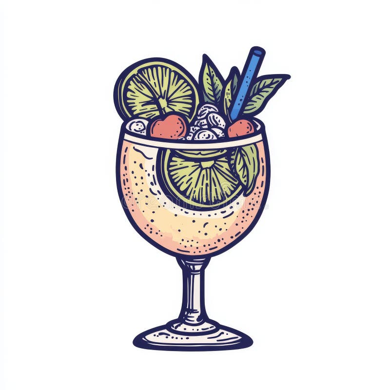 Large Emoji Showing a Glass with Cocktail Stock Illustration ...