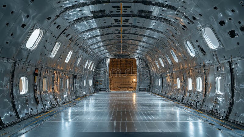 Interior of a Spacious Aircraft Fuselage Showing the Metal Structure ...