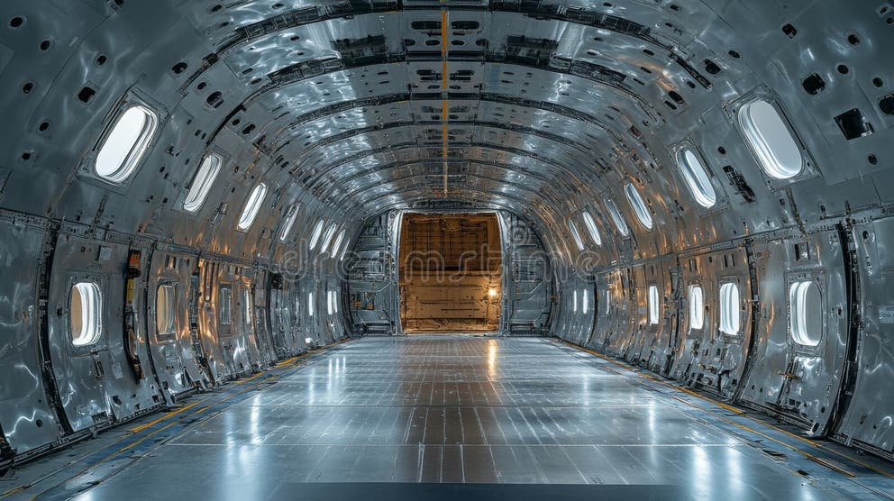 Interior of a Spacious Aircraft Fuselage Showing the Metal Structure ...