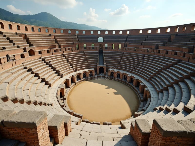 A Large of Empty Amphitheater with a Circular Stage in the Center Stock ...