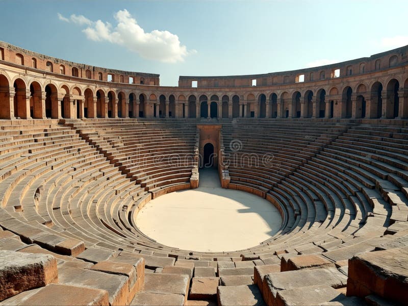 A Large of Empty Amphitheater with a Circular Stage in the Center Stock ...