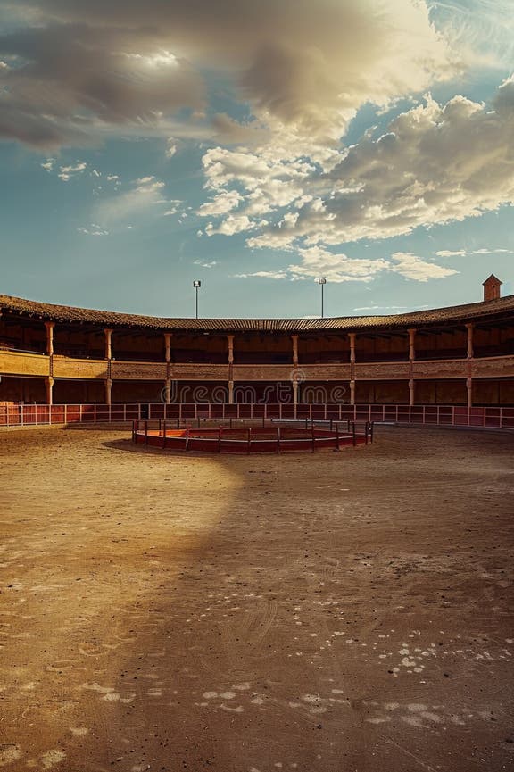 A Large Empty Arena with a Red Ring in the Center Stock Photo - Image ...