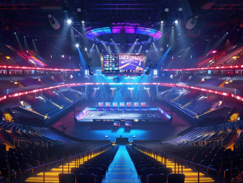 Large Empty Arena Stage Lights Stock Image - Image of community ...