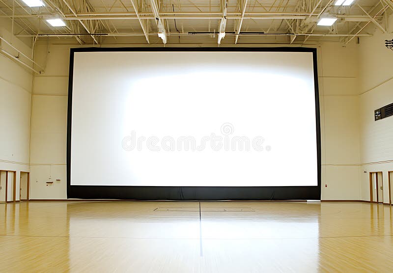 Large Empty Auditorium with a Massive Projection Screen Ready for ...