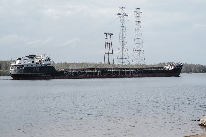 Barge Side View Cruise Ship Isolated Side View Stock Illustration