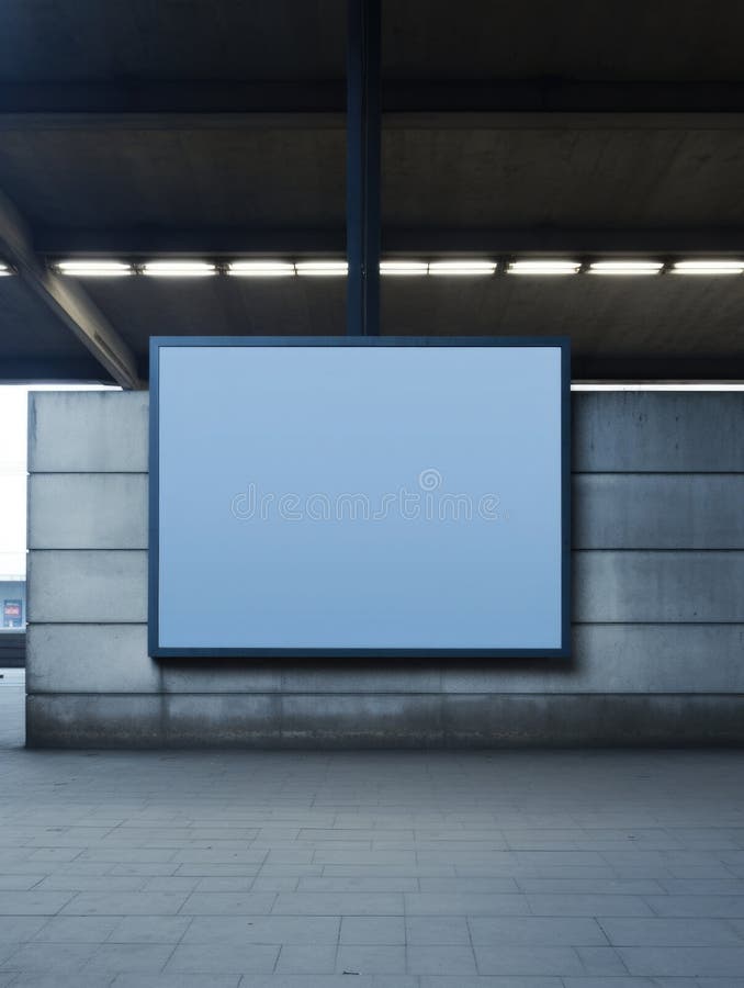 A Large, Empty Billboard is Hanging from the Ceiling Stock Image ...