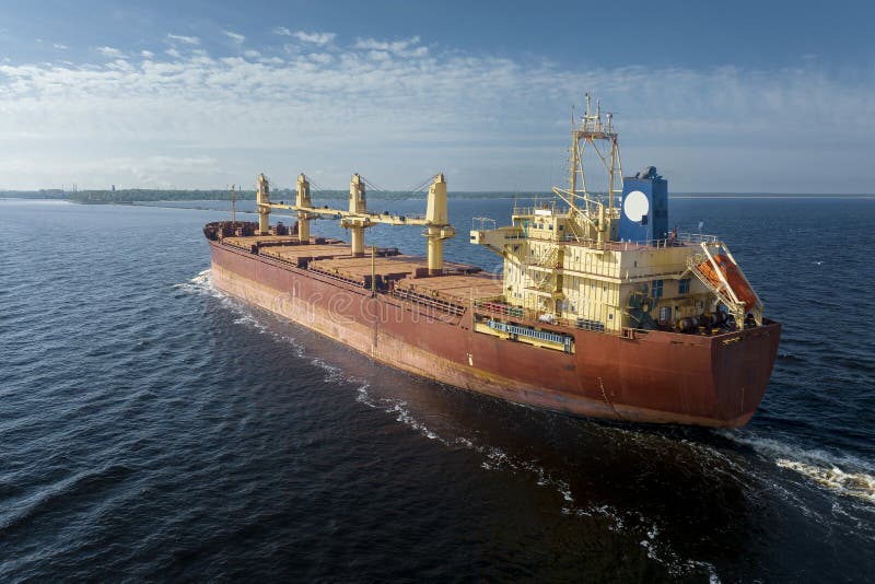 Large Empty Cargo Ship in the Sea Stock Photo - Image of ocean, loading ...