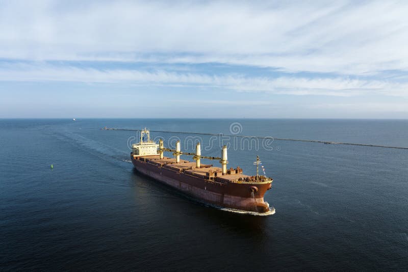 Large Empty Cargo Ship in the Sea Stock Photo - Image of loading, port ...