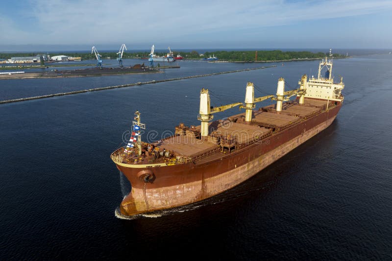 Large Empty Cargo Ship in the Sea Stock Photo - Image of ocean ...