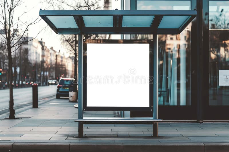 Large Empty Commercial Banner Mounted on Urban Bus Stop. Generative AI ...