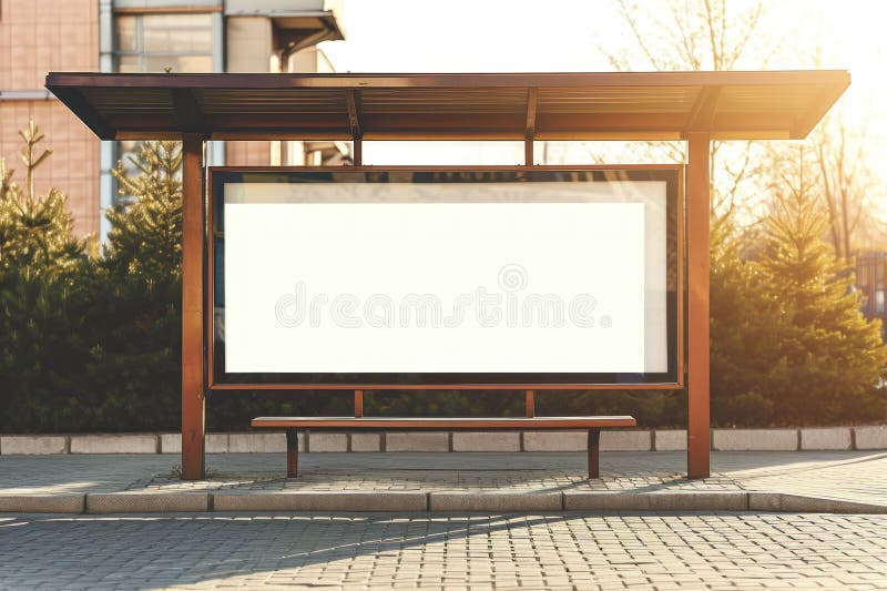 Large Empty Commercial Banner Mounted on Urban Bus Stop. Generative AI ...