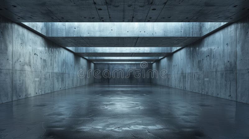 A Large and Empty Concrete Underground Storage Room, Interior Structure ...