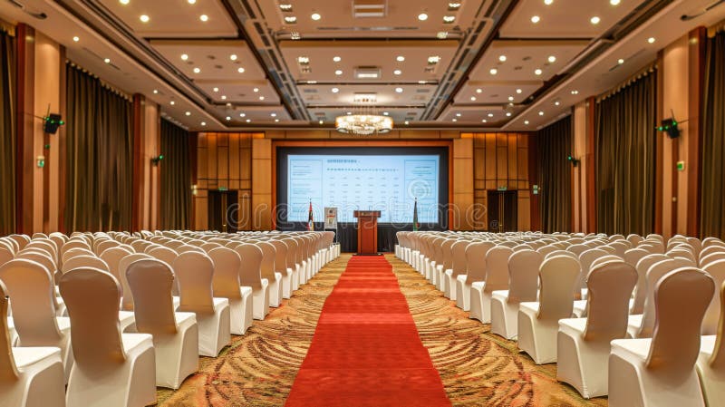 Large Empty Conference Room with Red Carpet Stock Photo - Image of ...