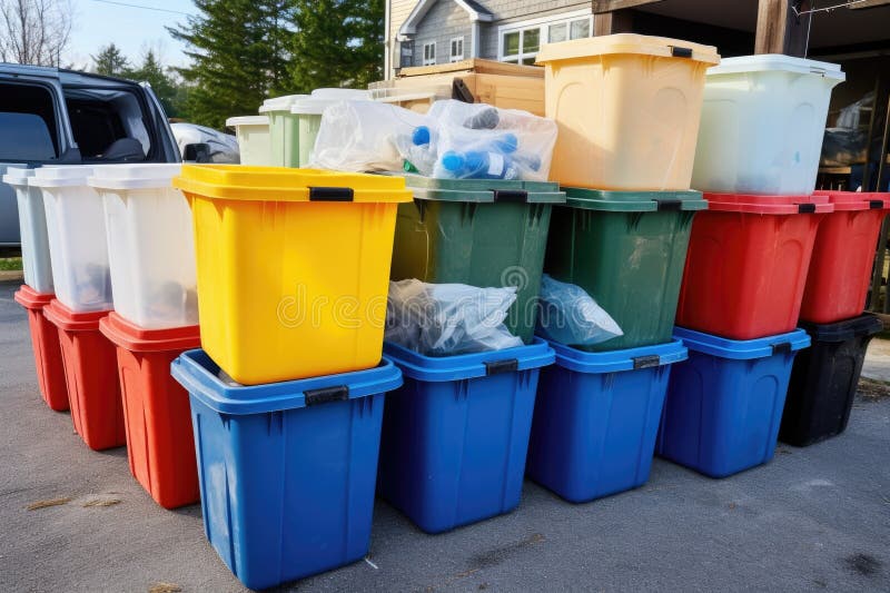 Large Empty Containers Collected for a Recycling Drive Stock Image ...