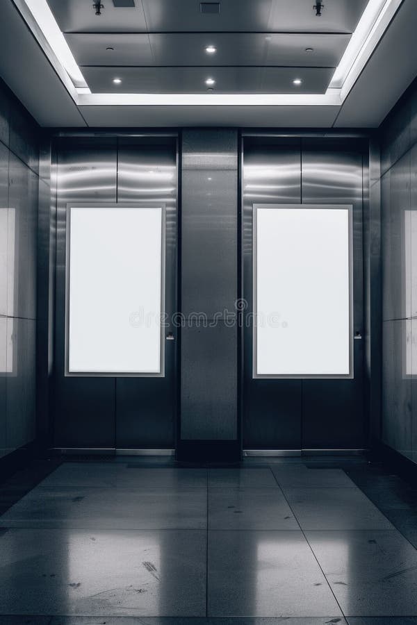 A Large, Empty, and Dimly Lit Room with Two Doors and Two Large Windows ...