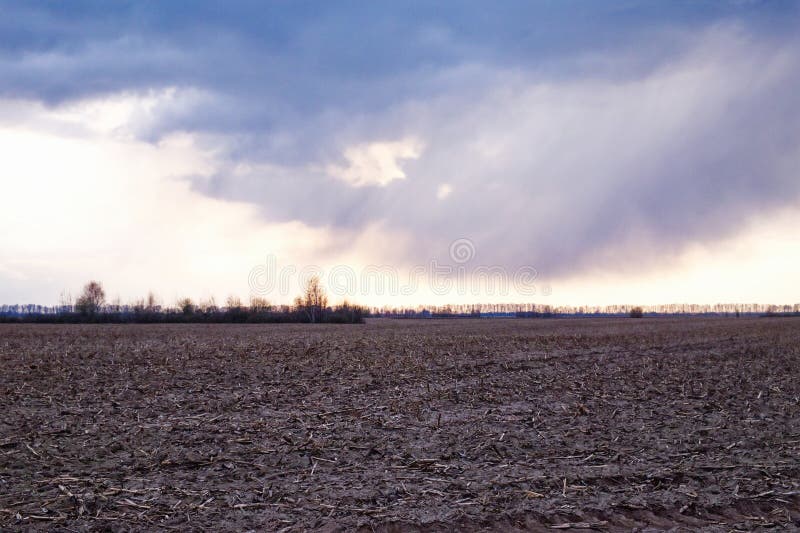 A Large Empty Field with Overcast Skies Stock Photo - Image of spacious ...