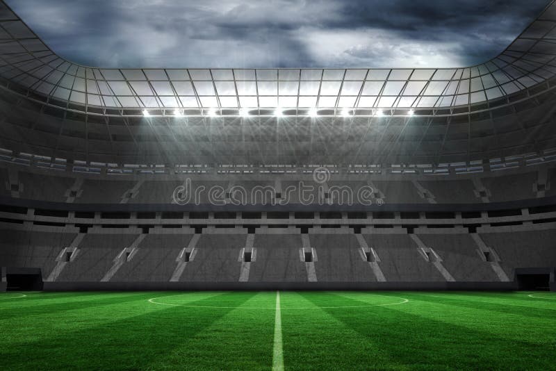 Large Empty Football Stadium with Lights Stock Illustration ...