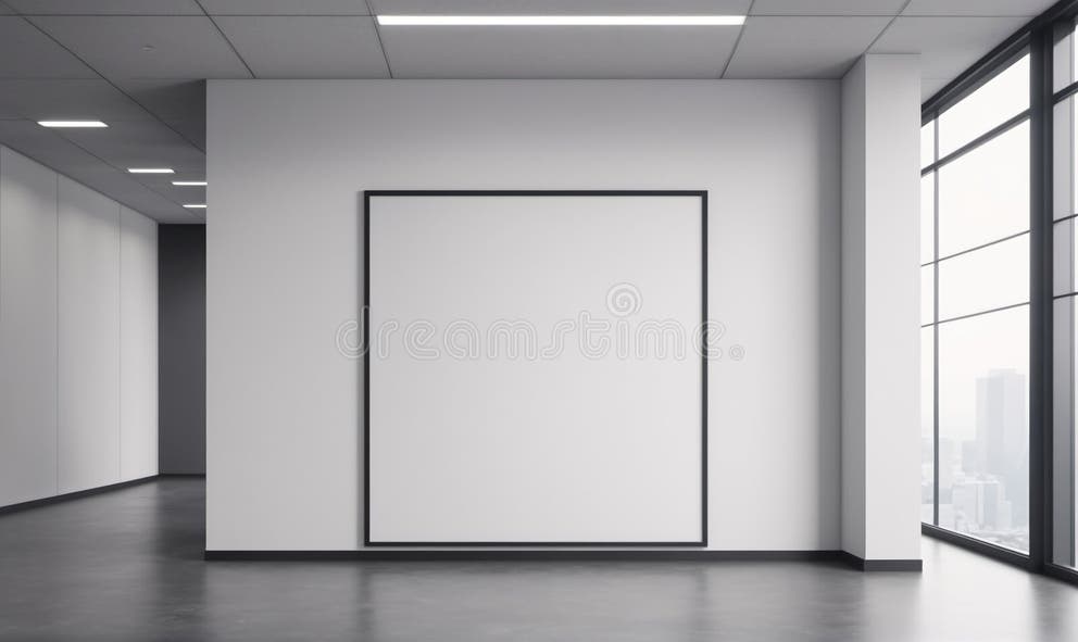 A Large, Empty Frame Hangs on a White Wall in a Modern Office Stock ...