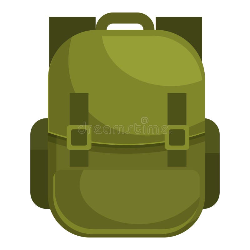 Large Empty Green Backpack Standing Upright Stock Vector - Illustration ...