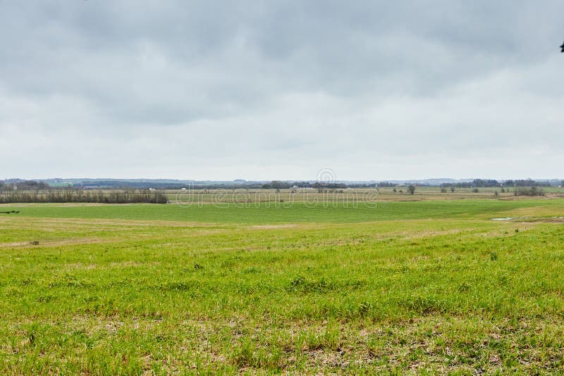 Large Empty Green Field in Country Side in Denmark Stock Photo - Image ...