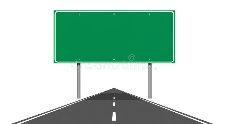 A Large, Empty Green Rectangular Road Sign with a White Border Stands ...