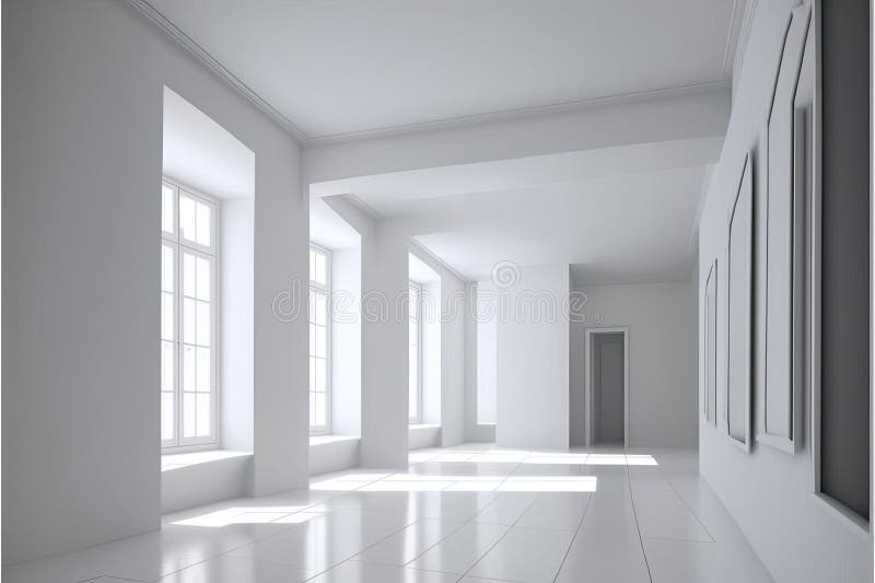 Large Empty Hall, Hallway, Corridor, Gallery, Room Illustration. Stock ...