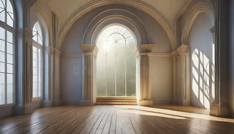 Large Empty Hall with Windows and Doors Stock Illustration ...