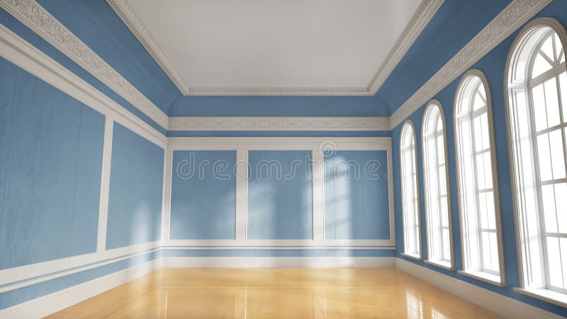 Large Empty Hall with Wooden Floors and Large Windows. Gallery Stock ...