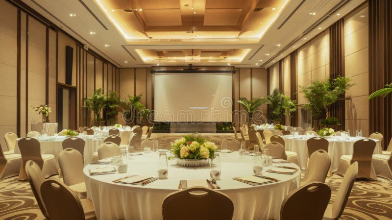 Hotel Ballroom Setup for Meeting Stock Image - Image of empty, warm ...