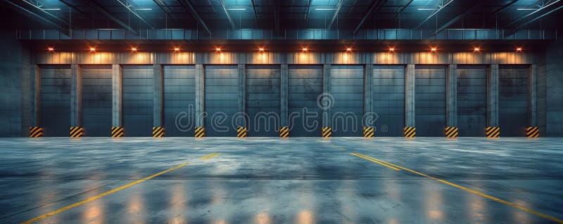 Empty Industrial Bay with Concrete Floor Stock Image - Image of loading ...
