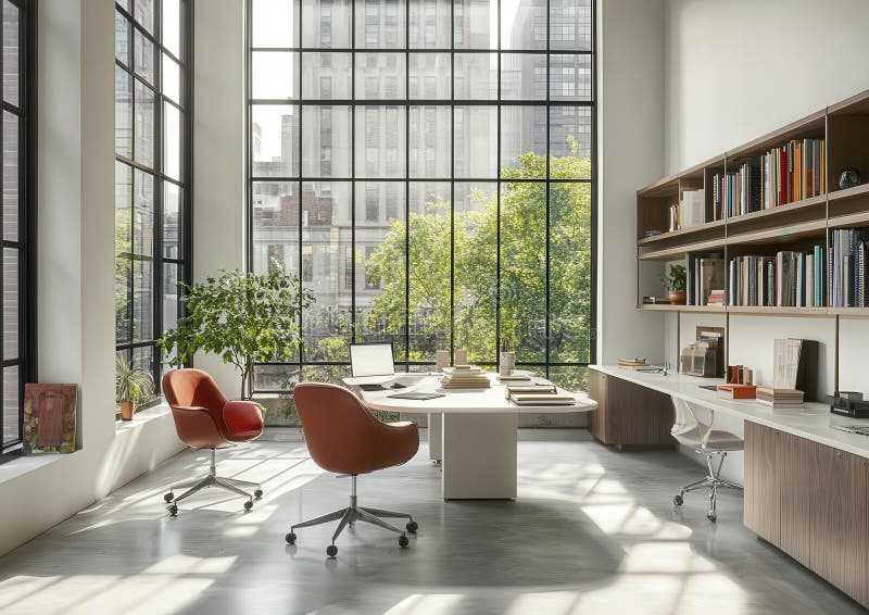 A Large Empty Library with Many Windows and Numerous Bookshelves Stock ...