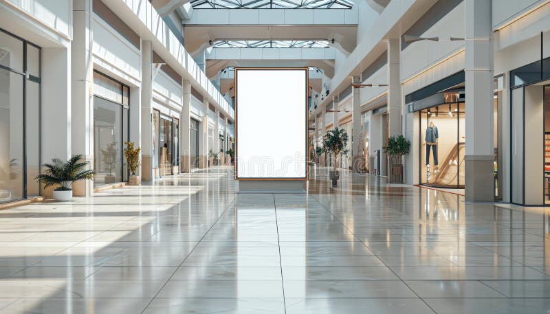 A Large Empty Mall with a White Sign in the Middle by AI Generated ...