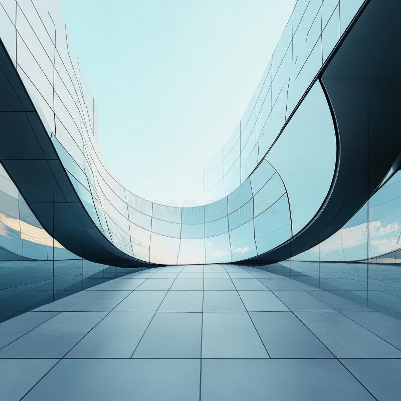Large, Empty, Modern Building with a Glass Facade Stock Illustration ...