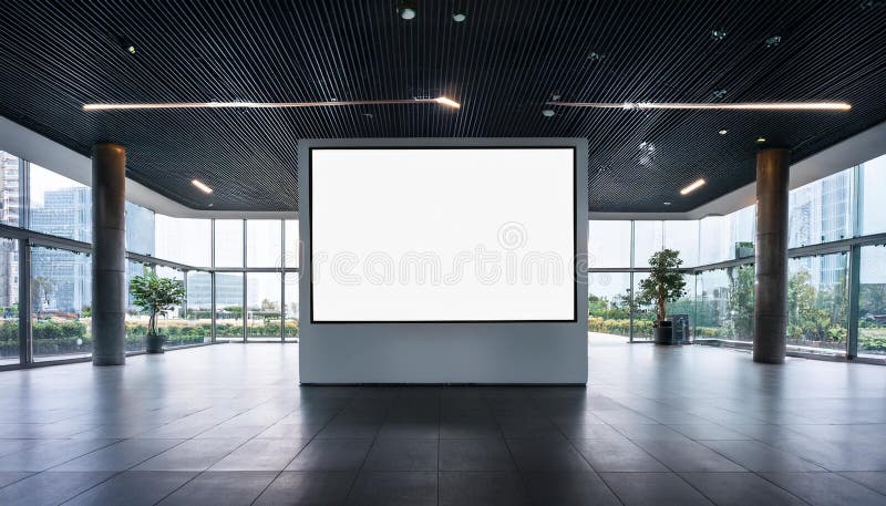 Large Empty Modern Interior Space with a Blank Screen for Display or ...
