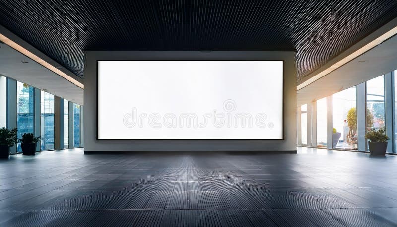 Large Empty Modern Interior Space with a Blank Screen for Display or ...