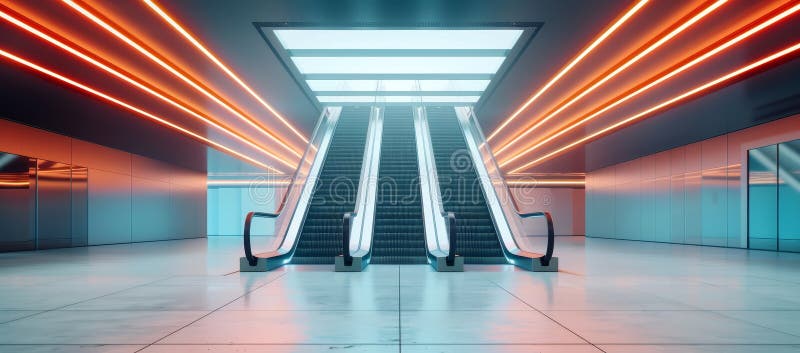 A Large, Empty, Modern-looking Building with Escalators by AI Generated ...