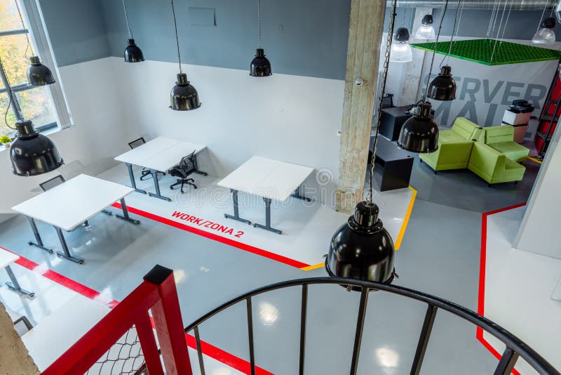 Large Empty Modern Open Space Office Interior Background Stock Photo ...