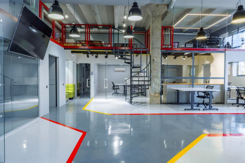 Large Empty Modern Open Space Office Interior Background Stock Image ...