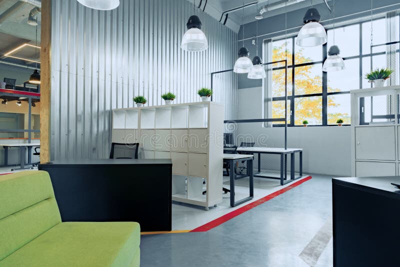 Large Empty Modern Open Space Office Interior Background Stock Photo ...