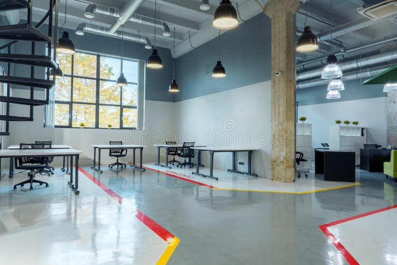Large Empty Modern Open Space Office Interior Background Stock Photo ...
