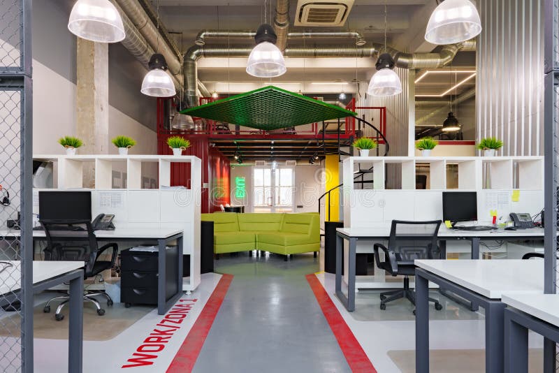 Large Empty Modern Open Space Office Interior Background Stock Image ...