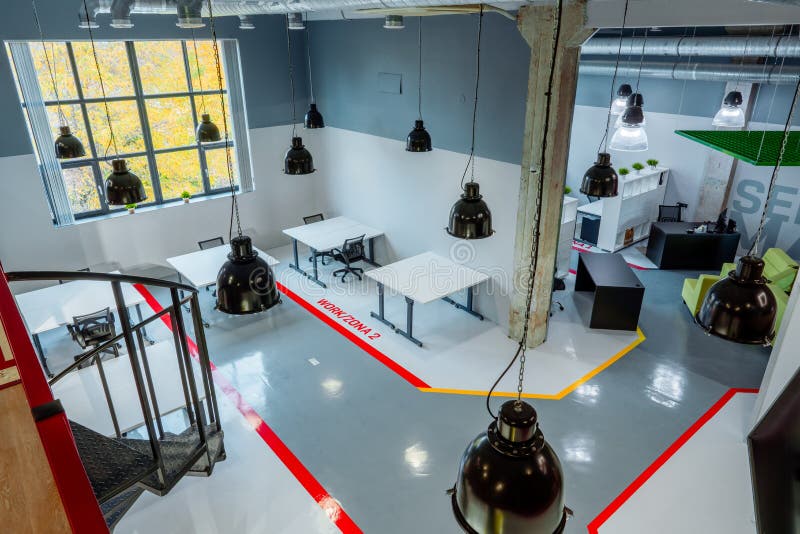 Large Empty Modern Open Space Office Interior Background Stock Photo ...