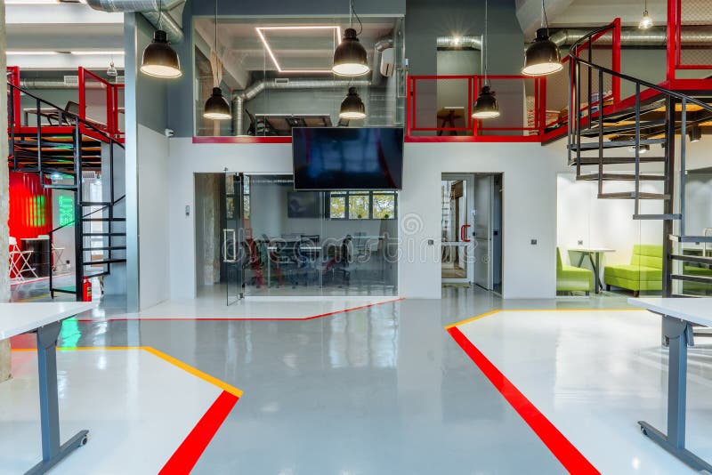 Large Empty Modern Open Space Office Interior Background Stock Image ...